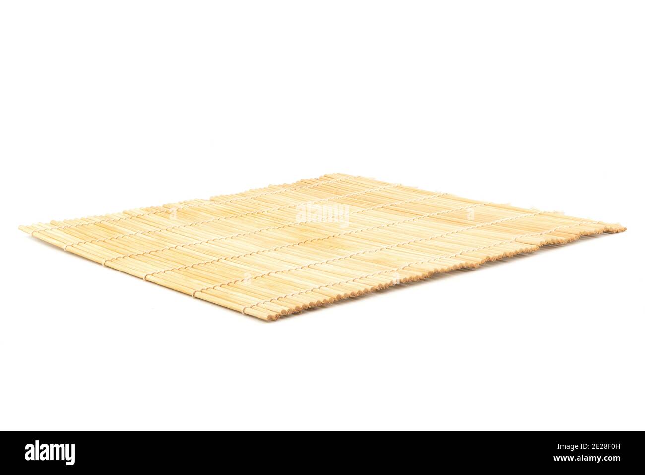 Bamboo food mat isolated on white background. Traditional kitchen ...