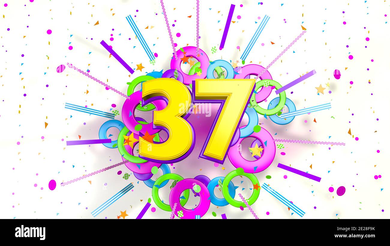 Number 37 for promotion, birthday or anniversary on an explosion of ...