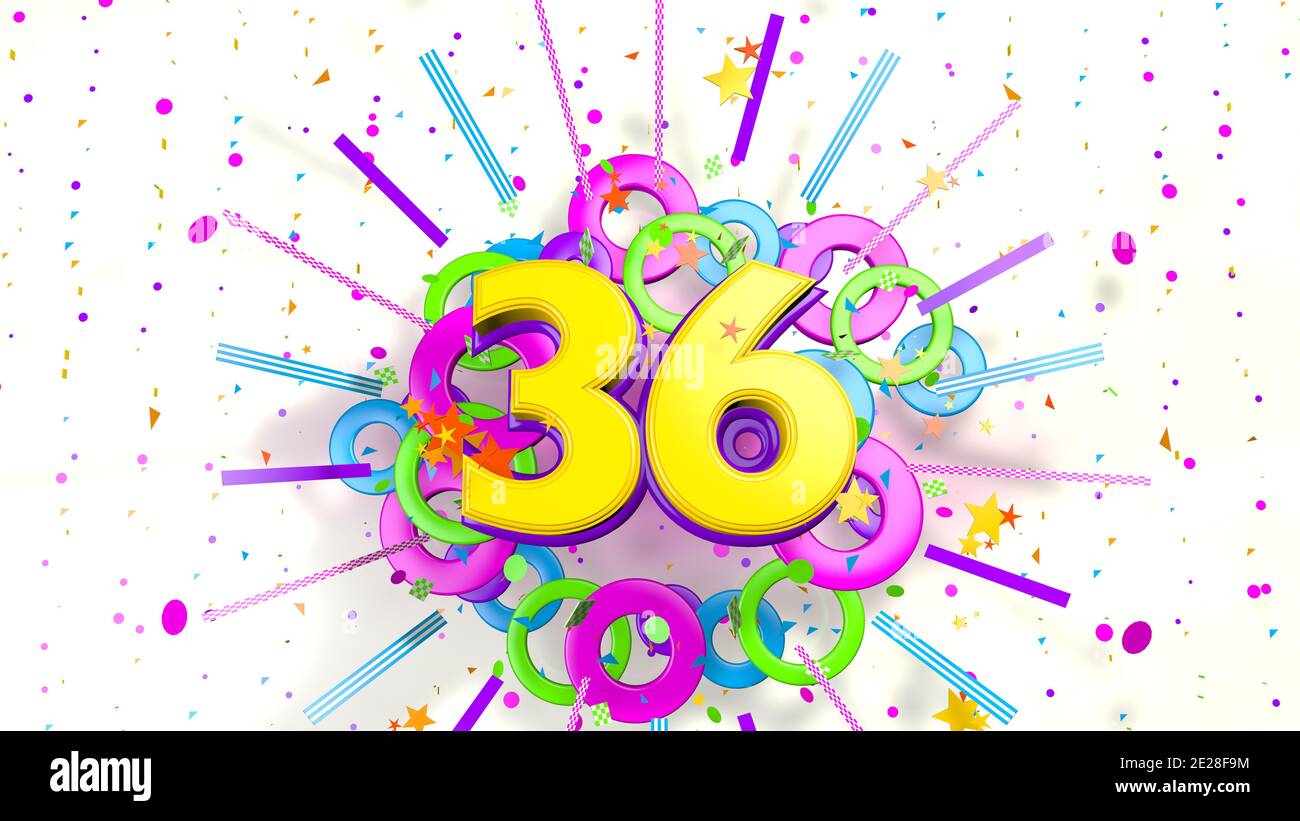 Number 36 for promotion, birthday or anniversary on an explosion of ...