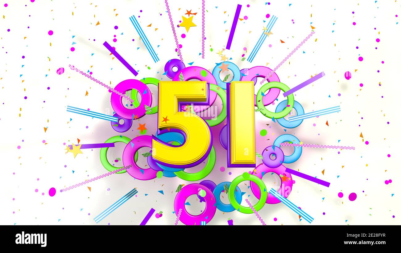 Number 51 for promotion, birthday or anniversary on an explosion of ...