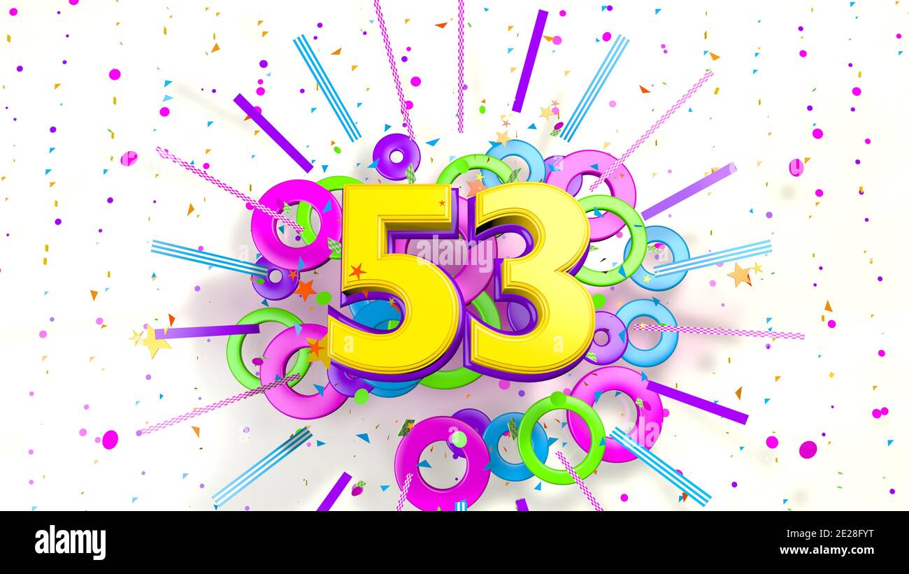 Number 53 for promotion, birthday or anniversary on an explosion of ...