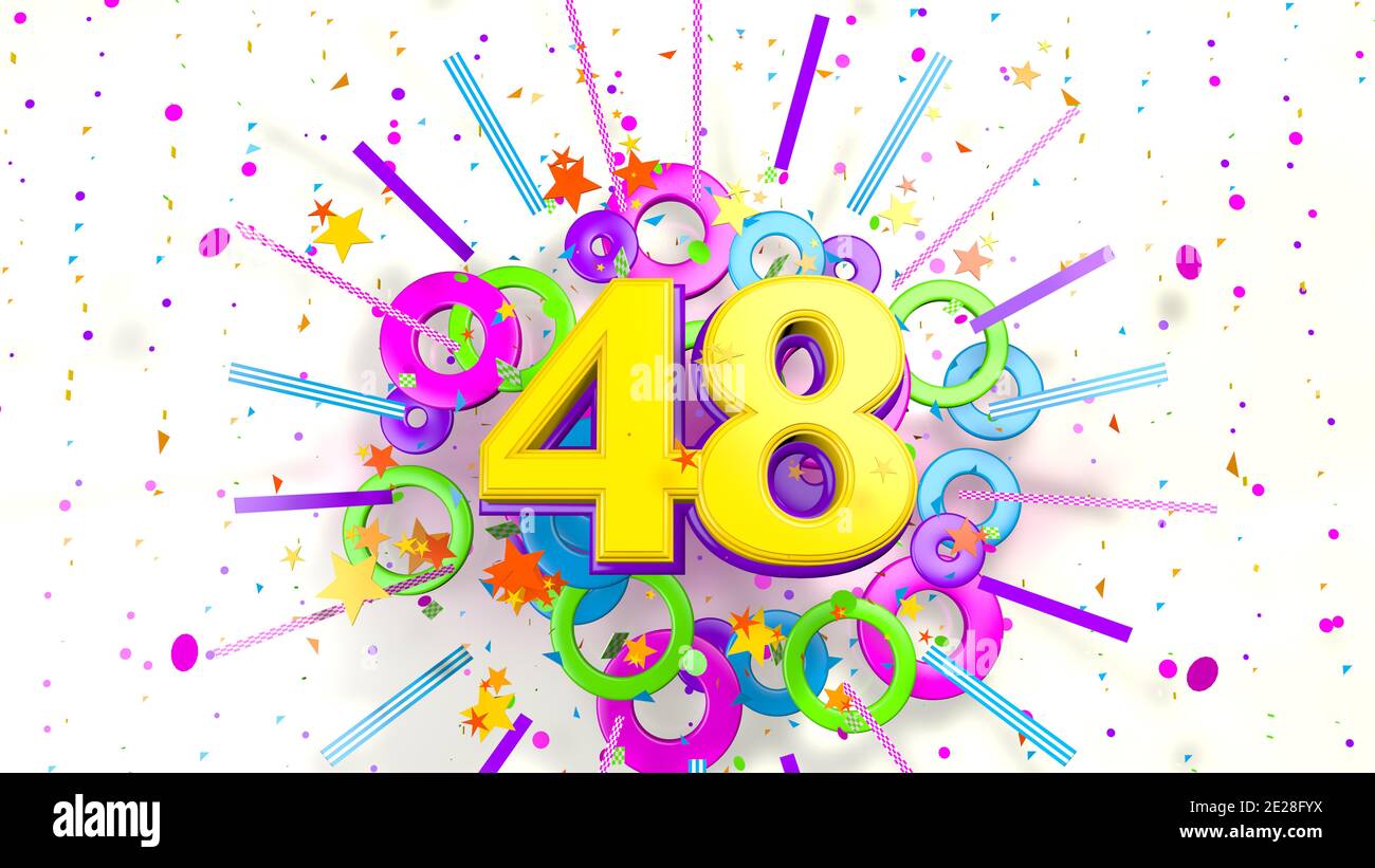 Number 48 for promotion, birthday or anniversary on an explosion of ...