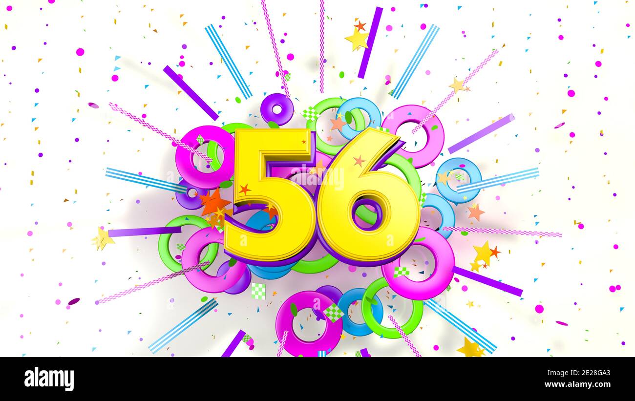 Number 56 for promotion, birthday or anniversary on an explosion of ...