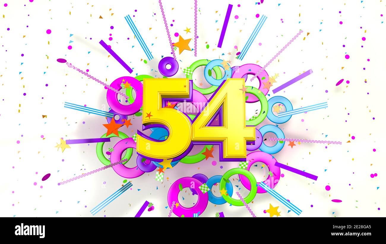 Number 54 for promotion, birthday or anniversary on an explosion of ...