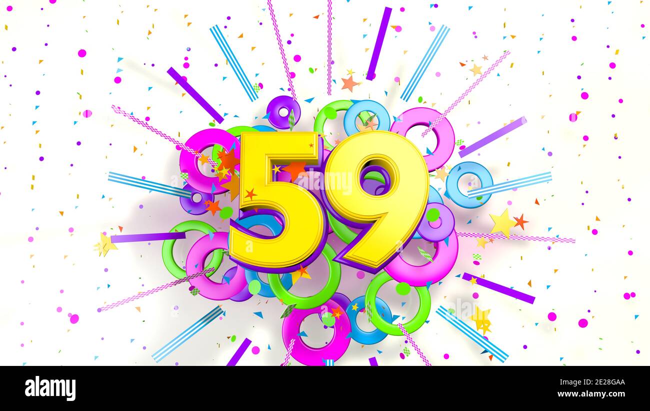 Number 59 for promotion, birthday or anniversary on an explosion of ...