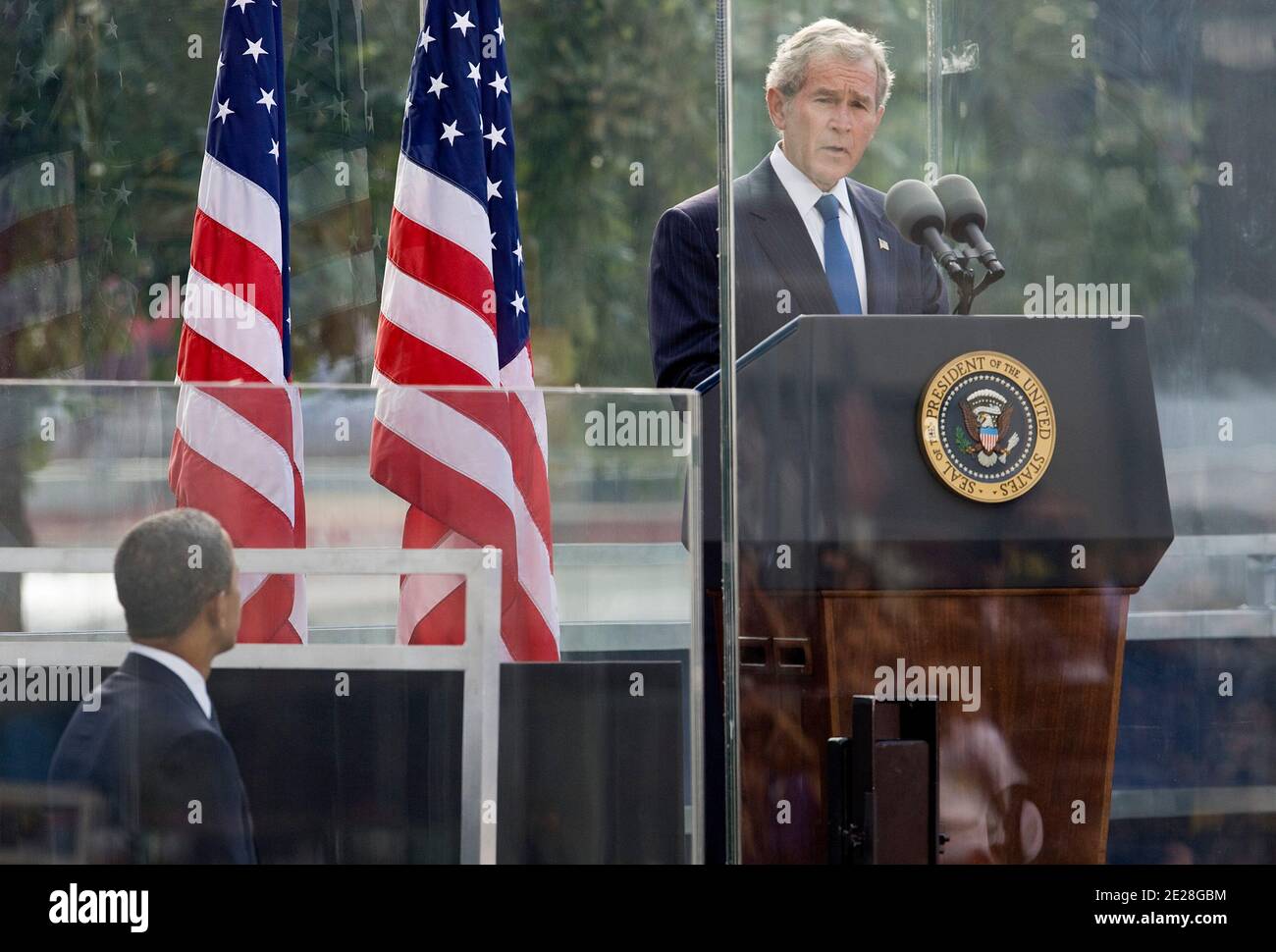 Former President George W. Bush speaks during the Commemoration ...