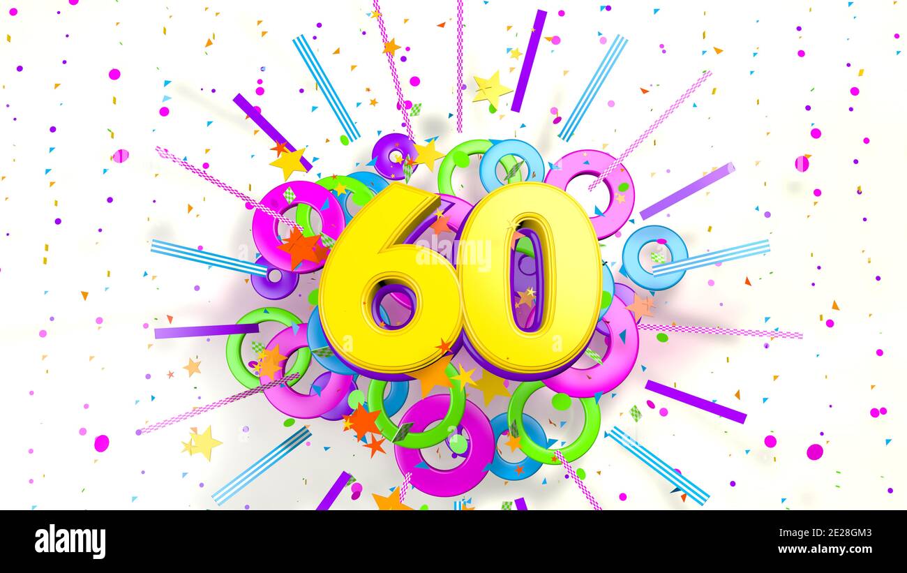 Number 60 for promotion, birthday or anniversary on an explosion of ...