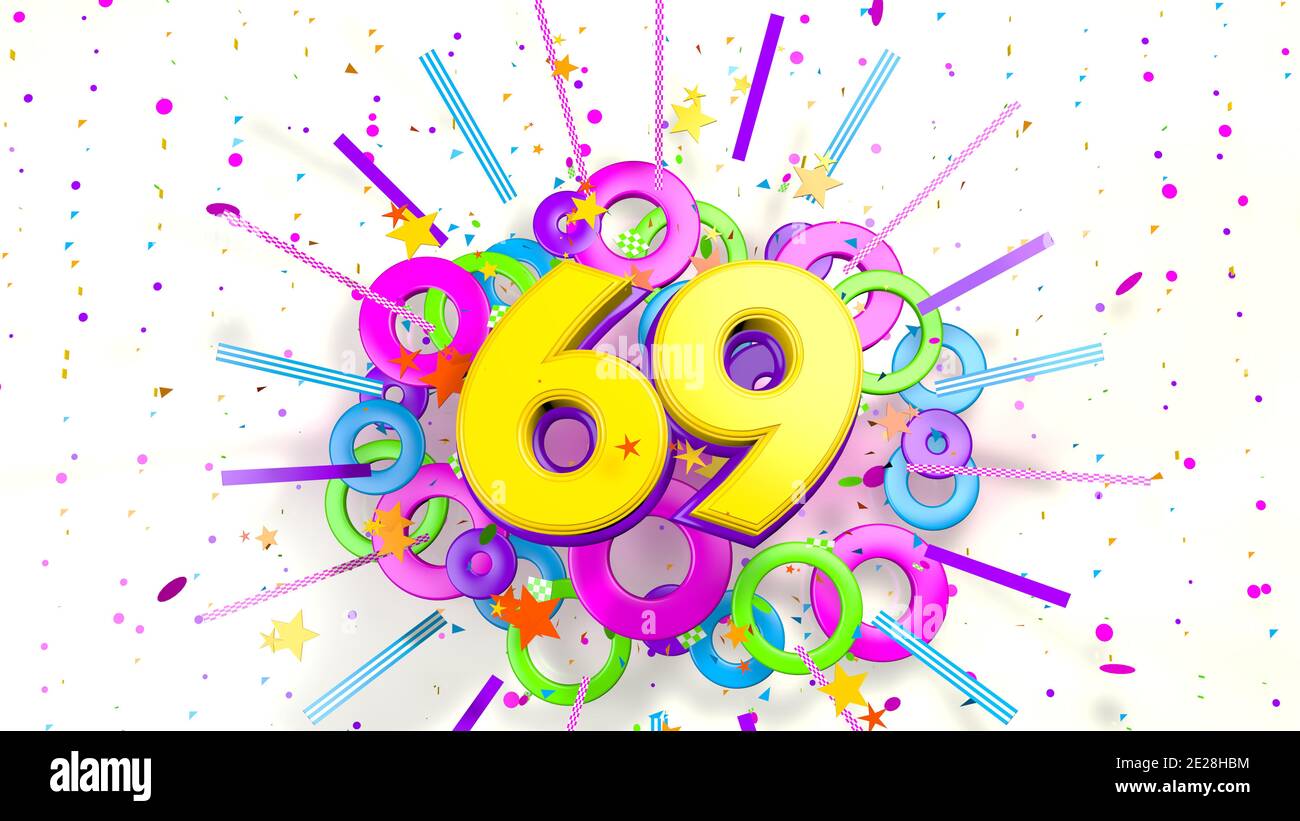 Number 69 for promotion, birthday or anniversary on an explosion of ...