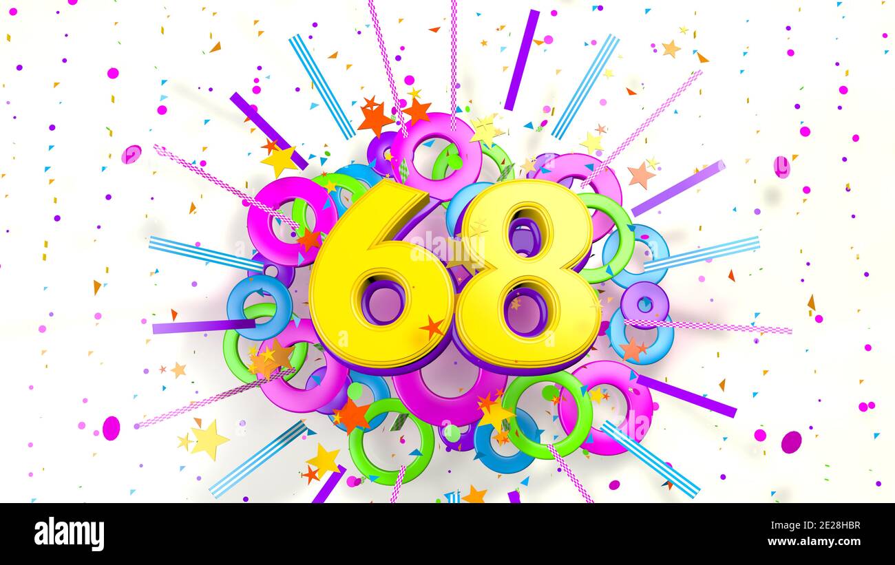 Number 68 for promotion, birthday or anniversary on an explosion of ...
