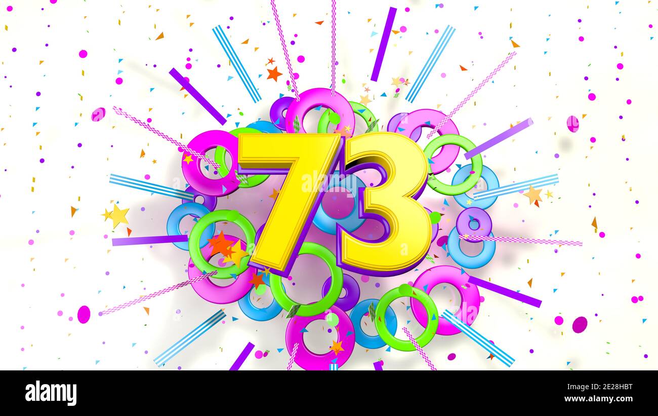 Number 73 for promotion, birthday or anniversary on an explosion of ...