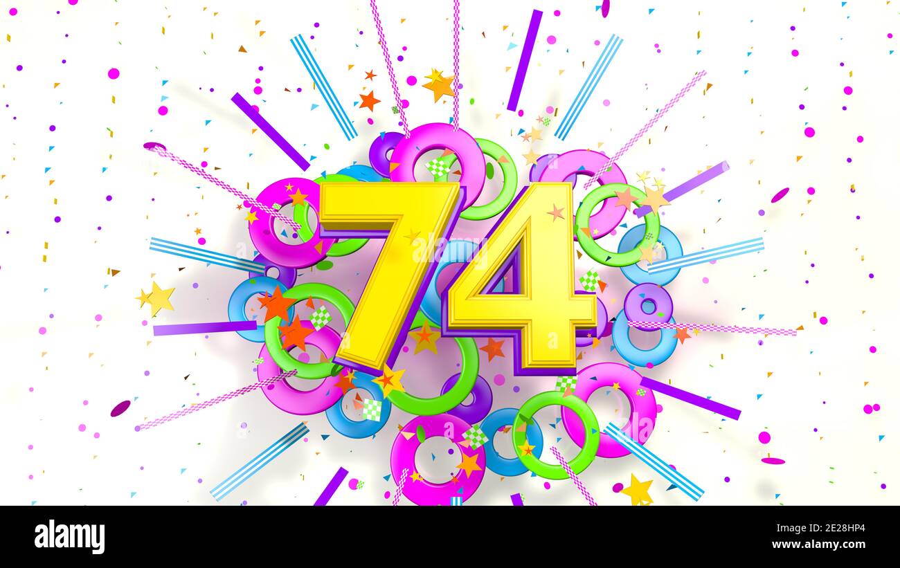 Number 74 for promotion, birthday or anniversary on an explosion of ...