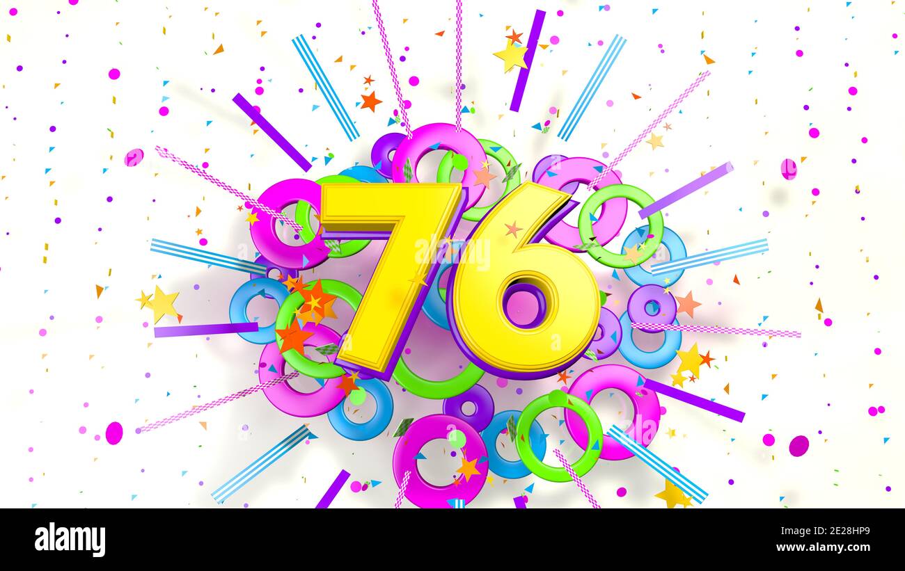 Number 76 for promotion, birthday or anniversary on an explosion of ...