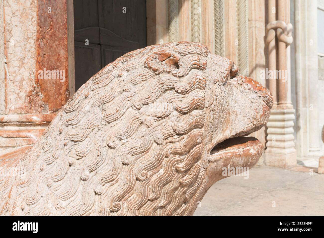 Modena Italy Marble Lion Statue at Entrance To Modena Cathedral Stock ...