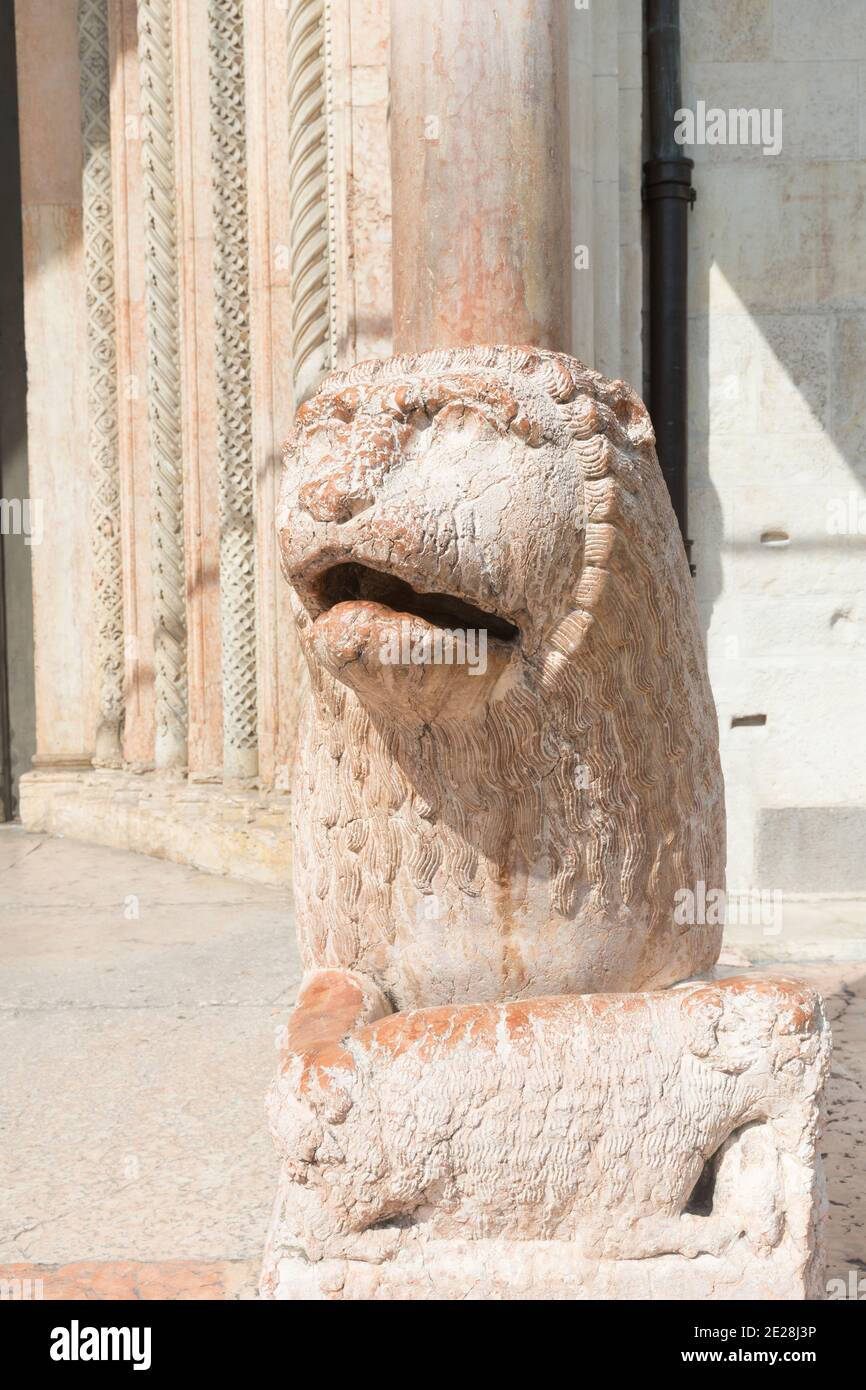 Modena Italy Marble Lion Statue at Entrance To Modena Cathedral Stock ...