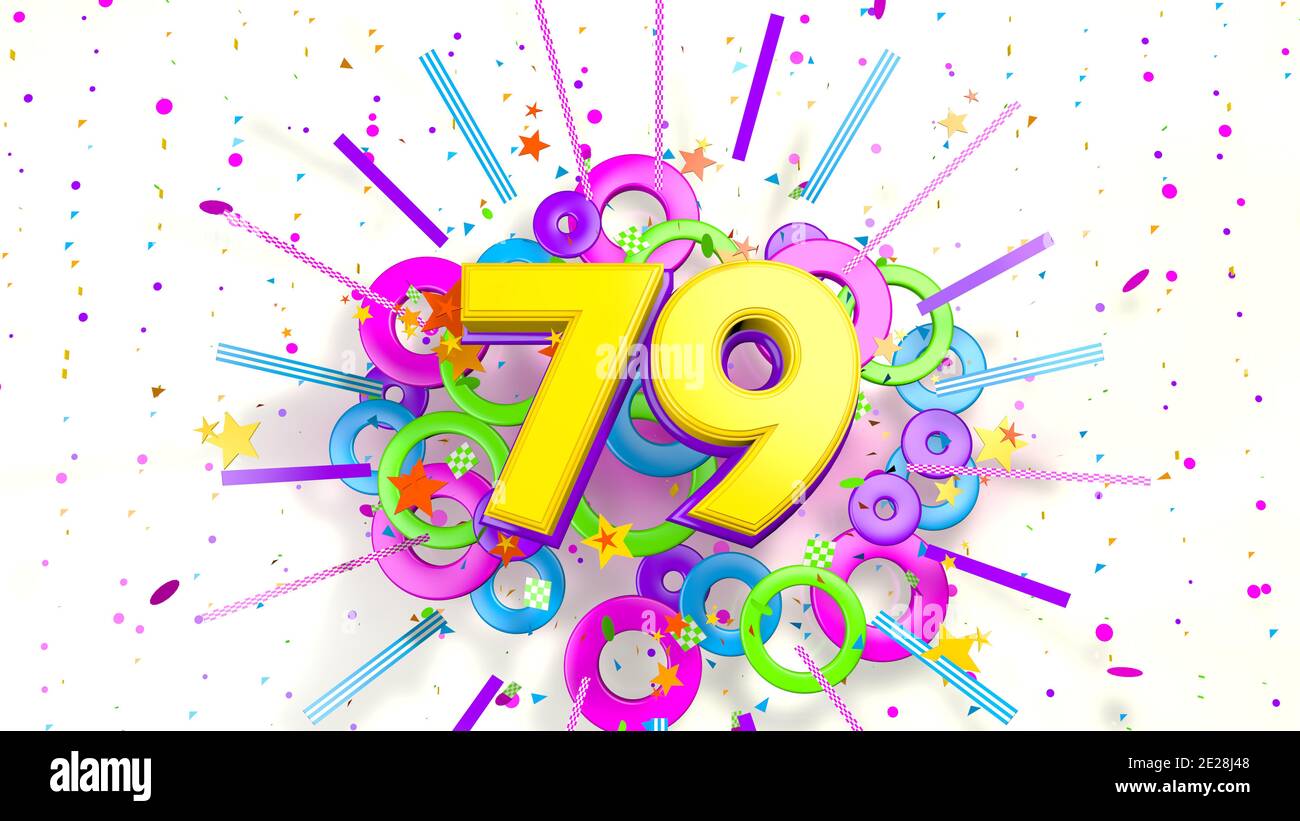Number 79 for promotion, birthday or anniversary on an explosion of ...