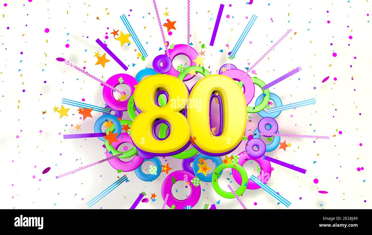 Number 80 for promotion, birthday or anniversary on an explosion of ...