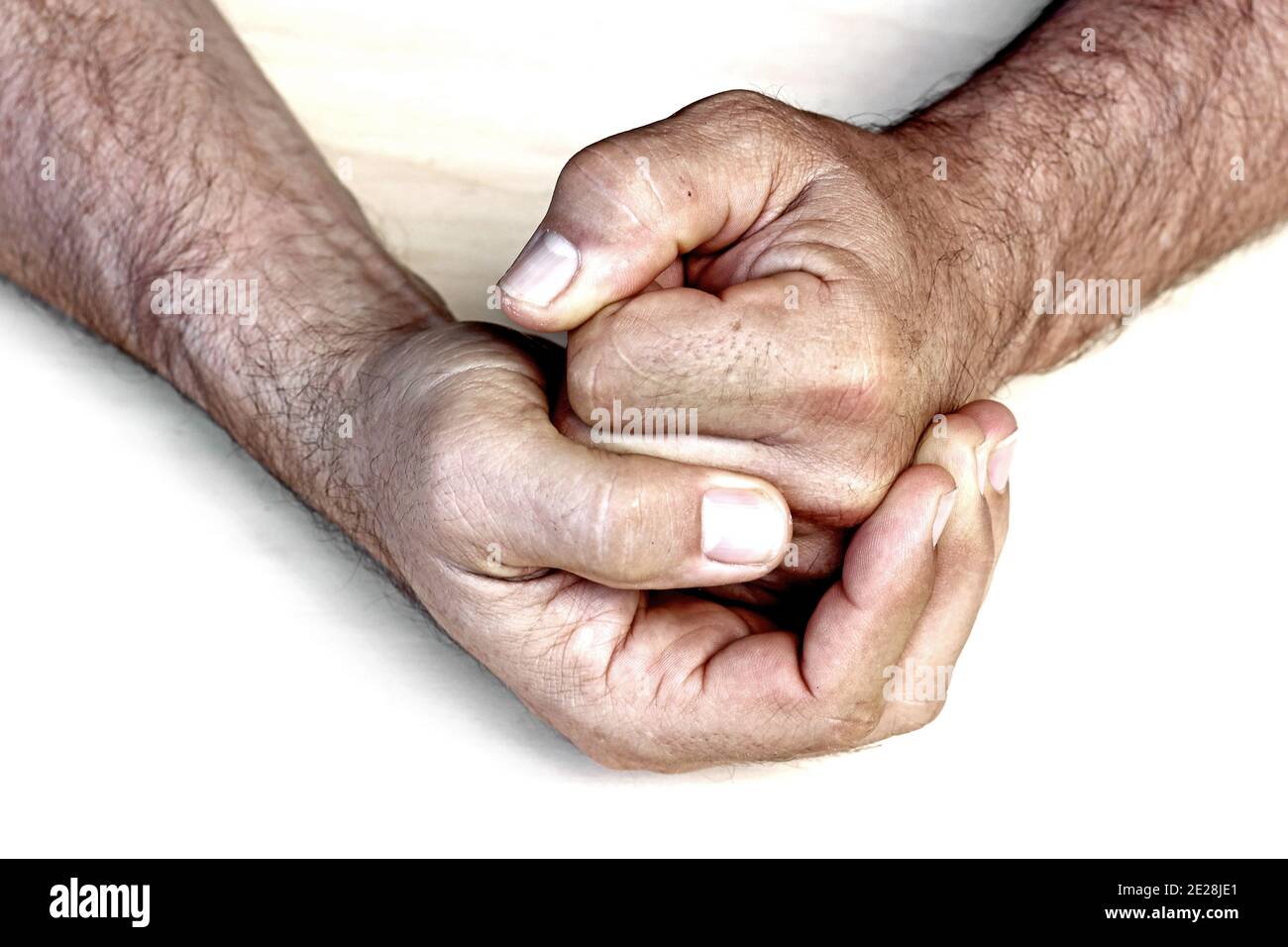 A man clenches his hand to his fist. Rage, anger, violence, aggression ...