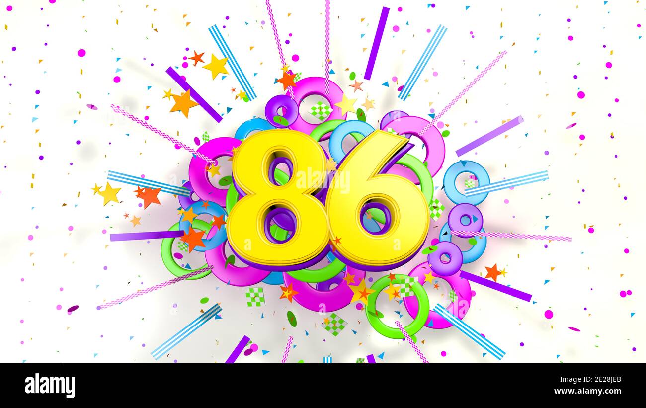 Number 86 for promotion, birthday or anniversary on an explosion of ...