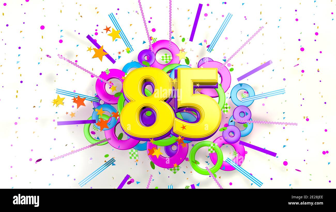 Number 85 for promotion, birthday or anniversary on an explosion of ...