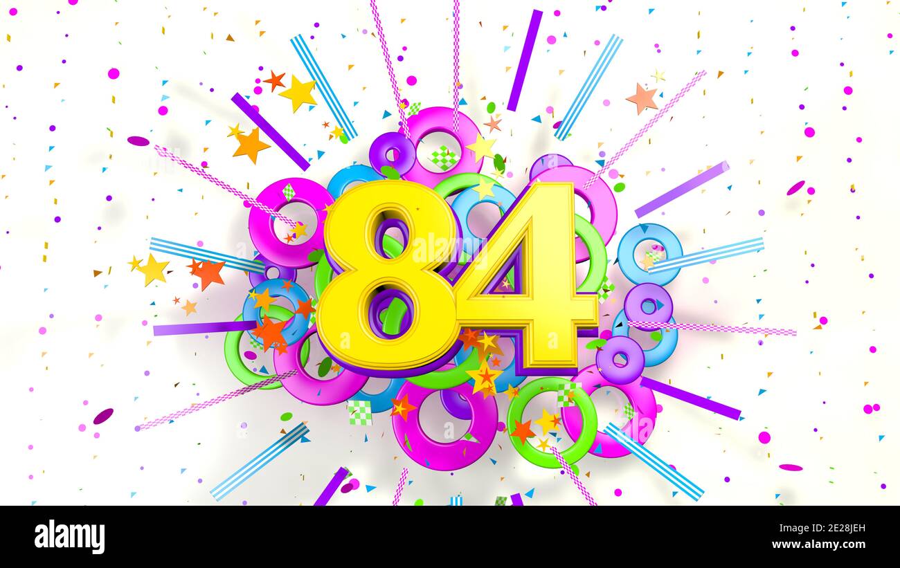 Number 84 for promotion, birthday or anniversary on an explosion of ...