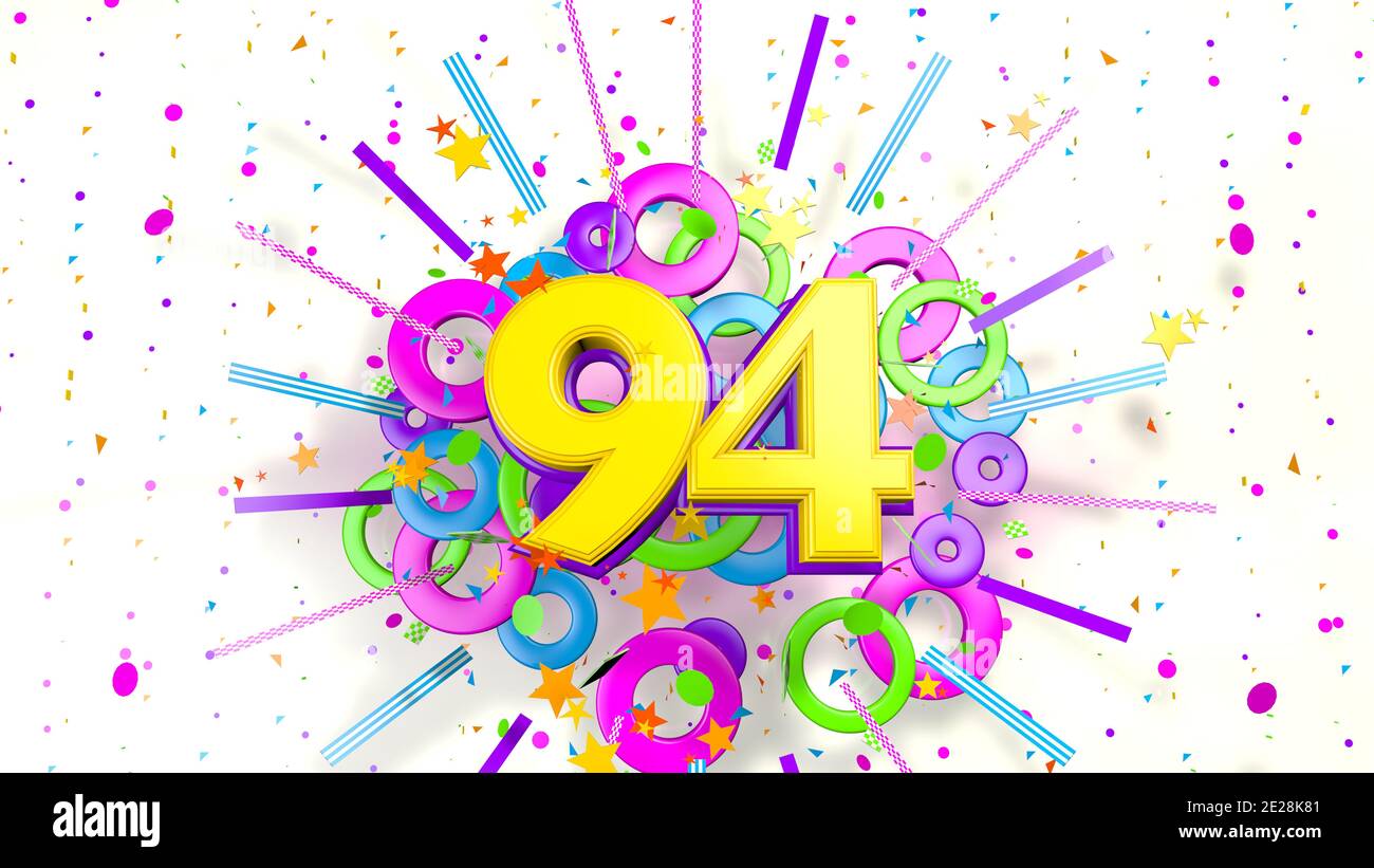 Number 94 for promotion, birthday or anniversary on an explosion of ...