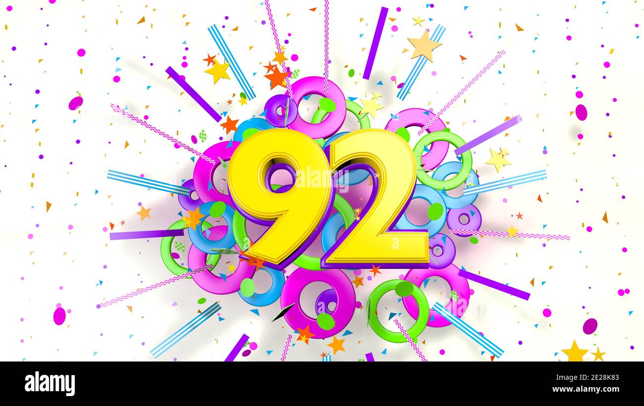Number 92 for promotion, birthday or anniversary on an explosion of ...