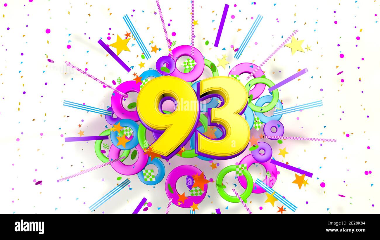 Number 93 for promotion, birthday or anniversary on an explosion of ...