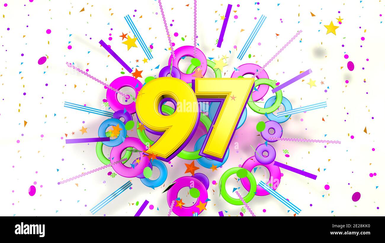 Number 97 for promotion, birthday or anniversary on an explosion of ...