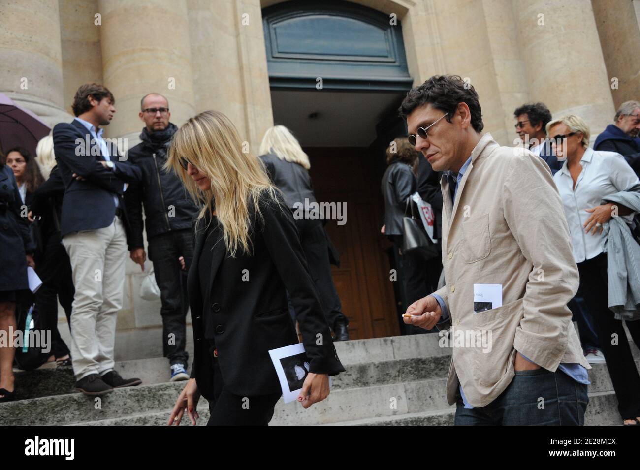 Marc Lavoine and wife Sarah Poniatowski leaving a service to pay ...
