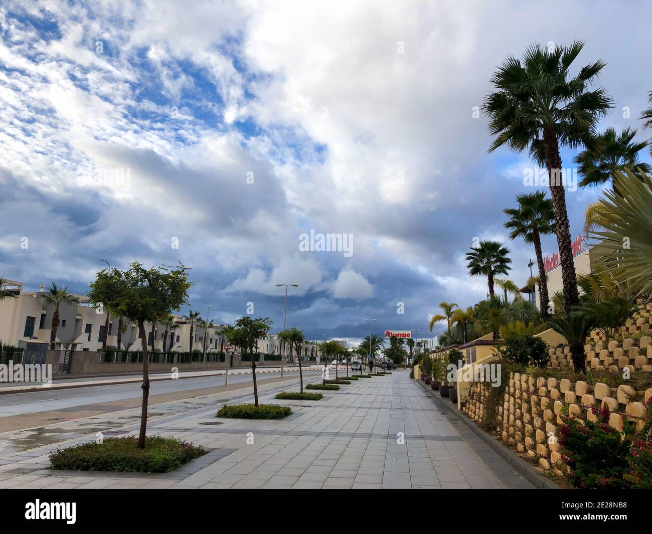 Alicante, Spain - January, 2021: View to Playa flamenca after heavy ...