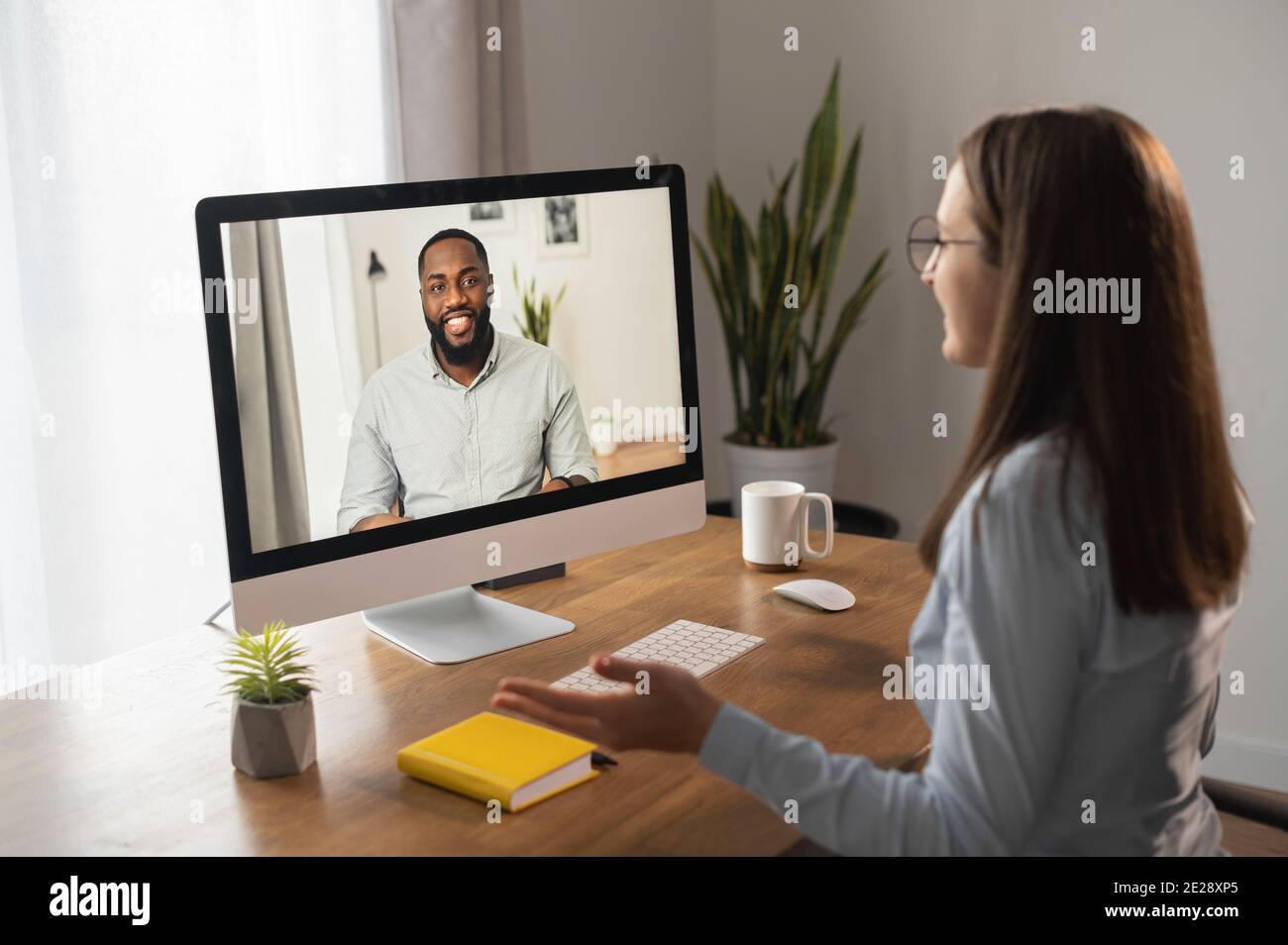 Online meeting video interview business hi-res stock photography and ...