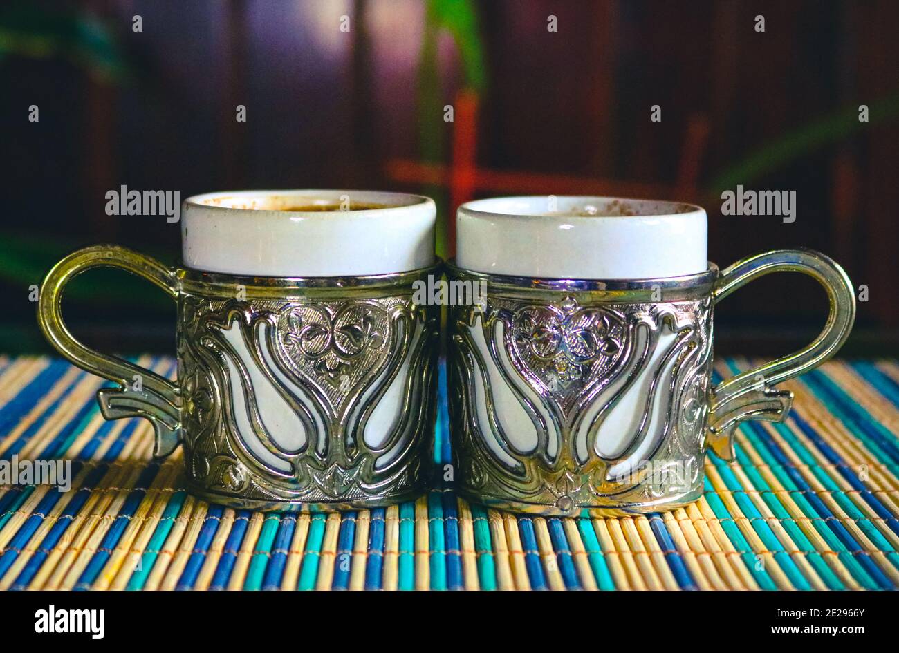 Two traditional cups of coffee Stock Photo - Alamy