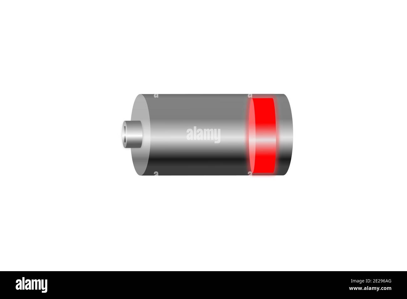 Illustration of empty batterie with red empty battery level on a white ...