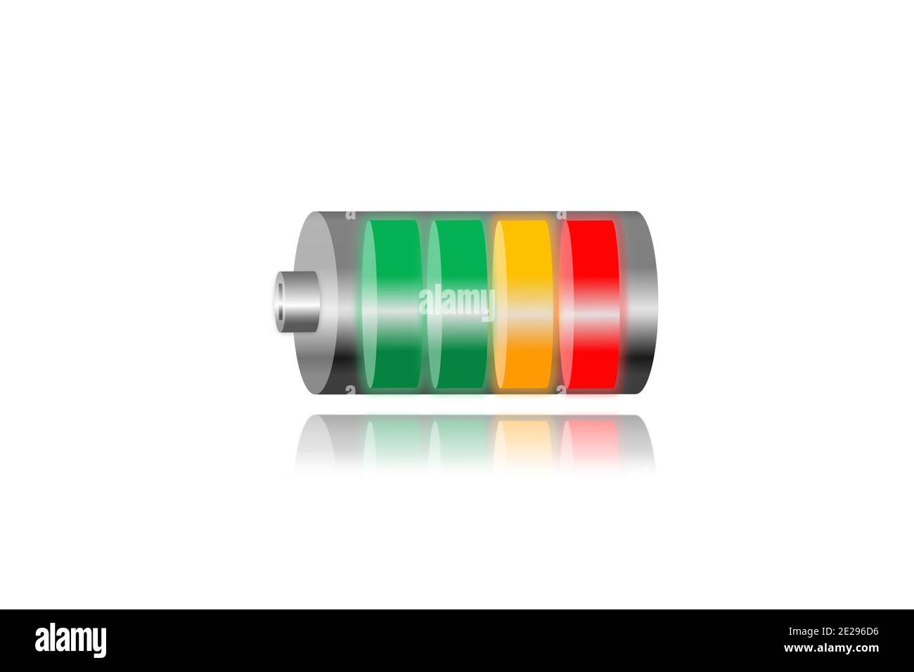 Illustration of full batterie with red, yellow and green battery level ...