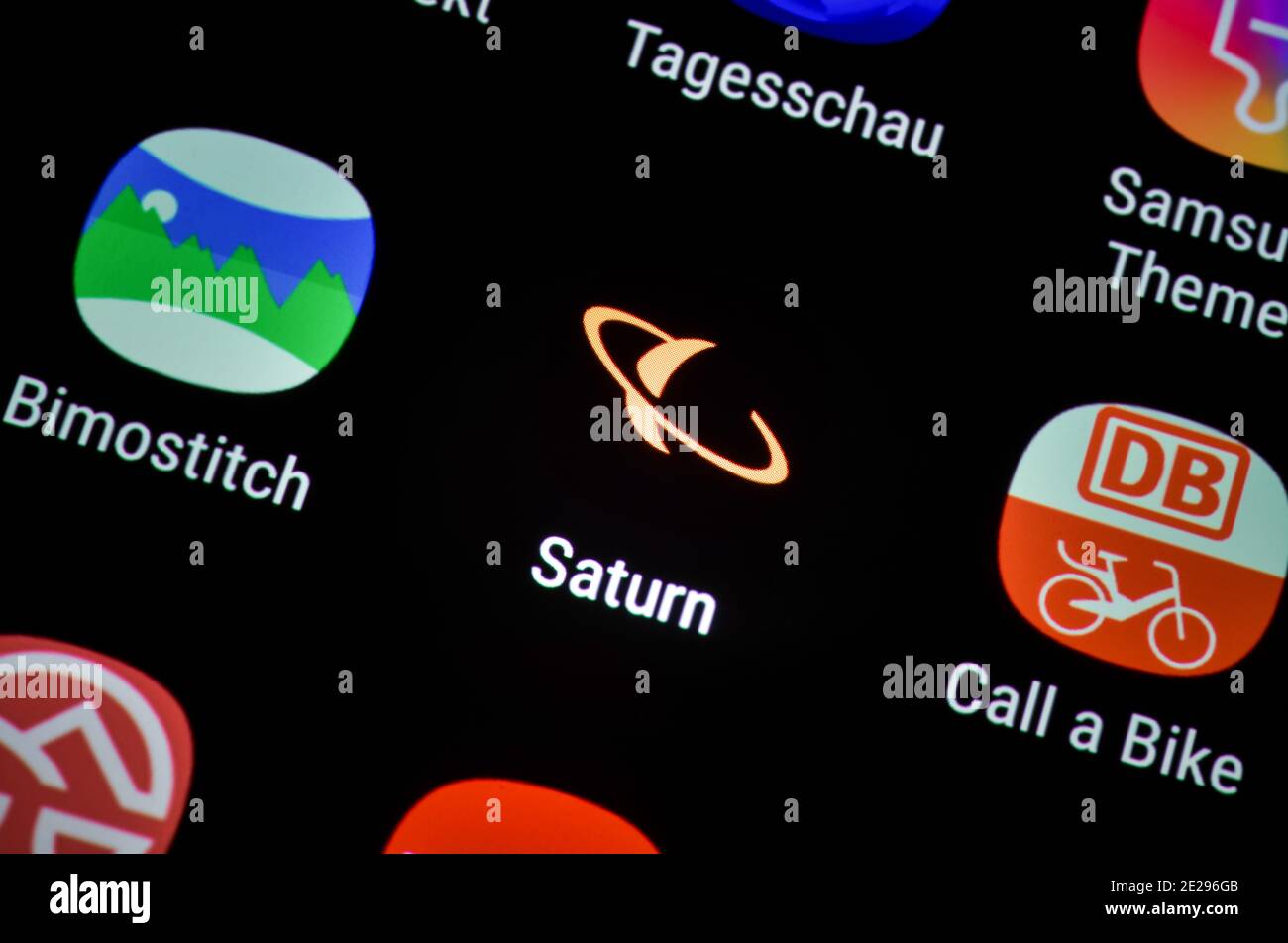 Smartphone, Display, App, Saturn Stock Photo - Alamy