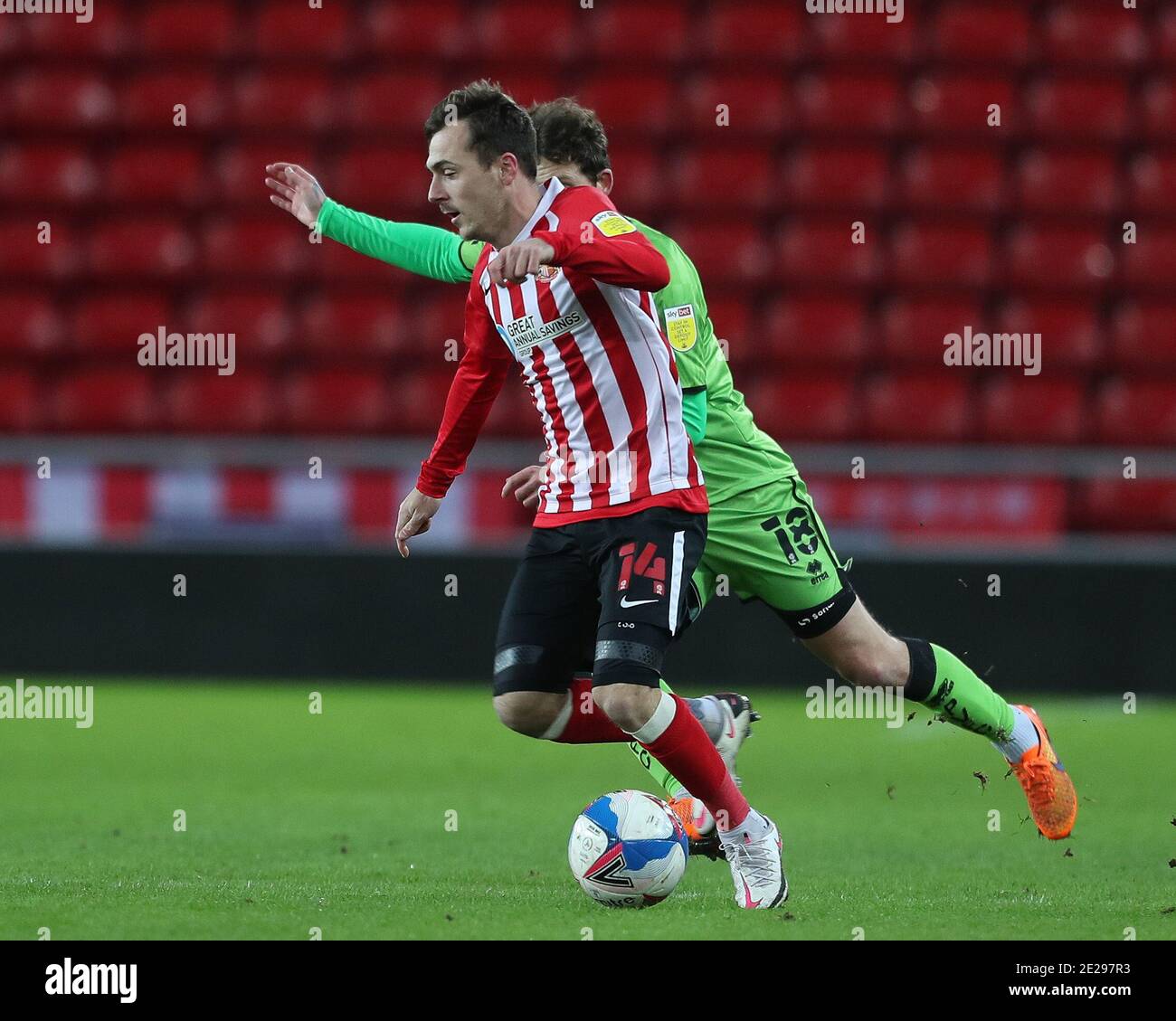 SUNDERLAND, ENGLAND. JANUARY 12TH Josh Scowen of Sunderland in action ...