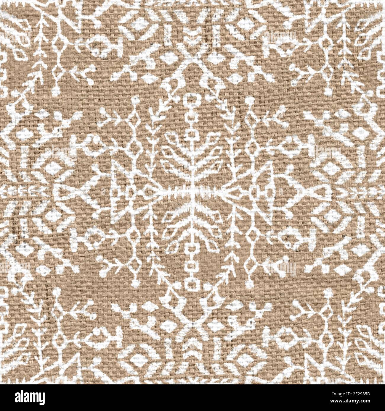 Seamless burlap with white paint pattern overlay Stock Photo - Alamy