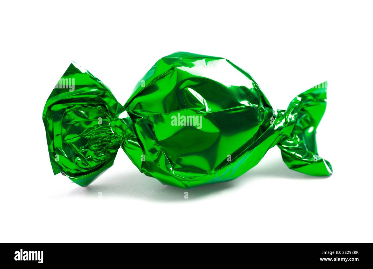 Single Wrapped Green Candy Isolated on a White Background Stock Photo ...