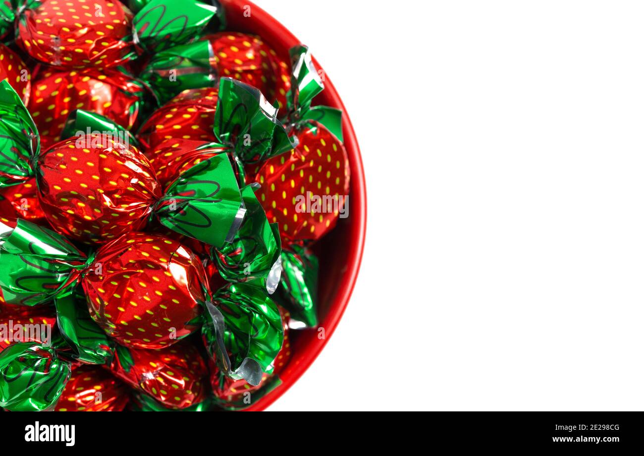 Wrapped Strawberry Candy in Decorative Foil Wrapper Stock Photo - Alamy