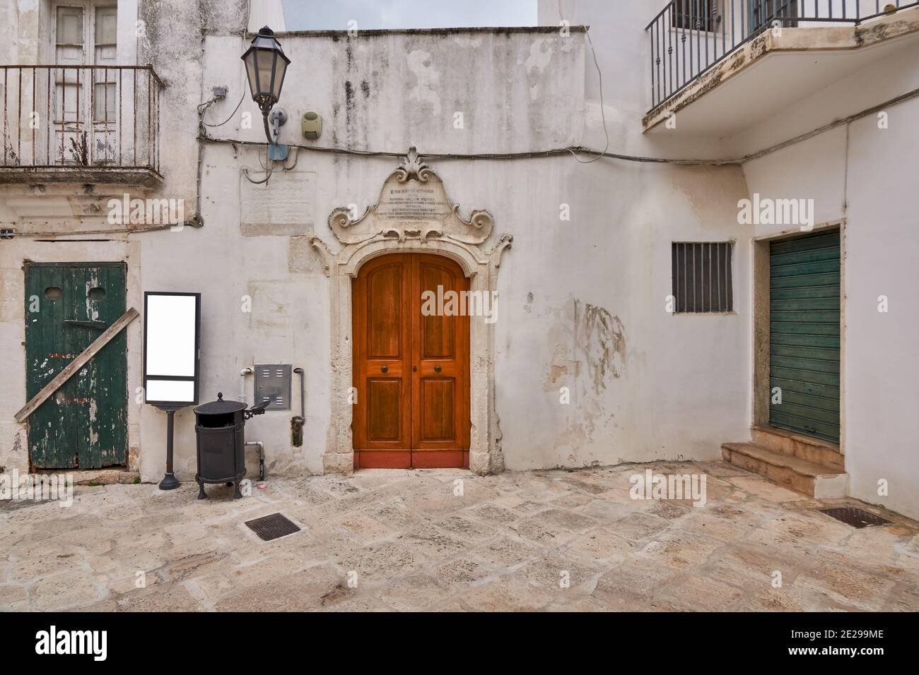 Vintage Trash Can Door and Touristic Sign in A Baroque Scenery in A ...