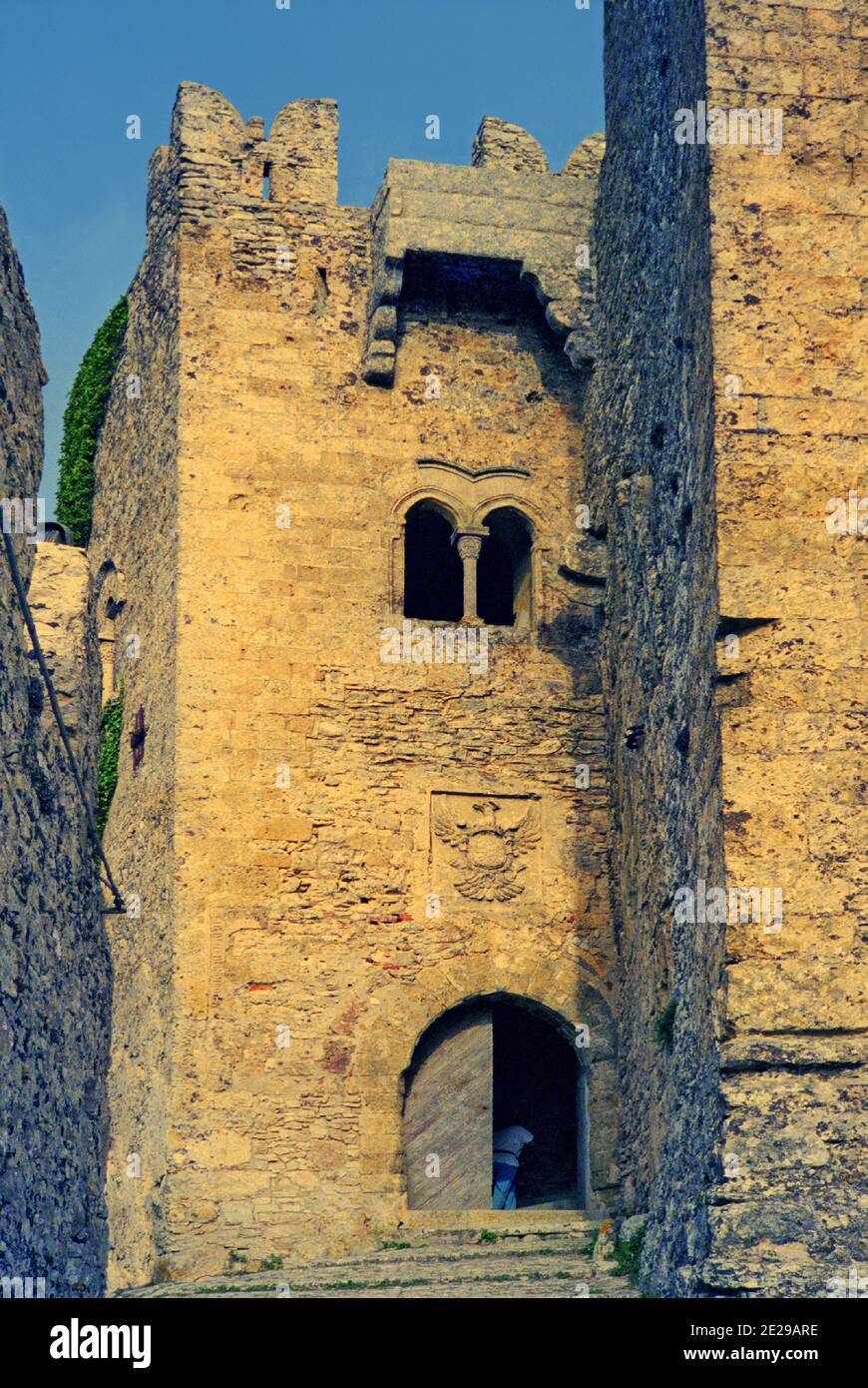 Erice, Castle of Venus, Detail of the entrance tower Stock Photo - Alamy