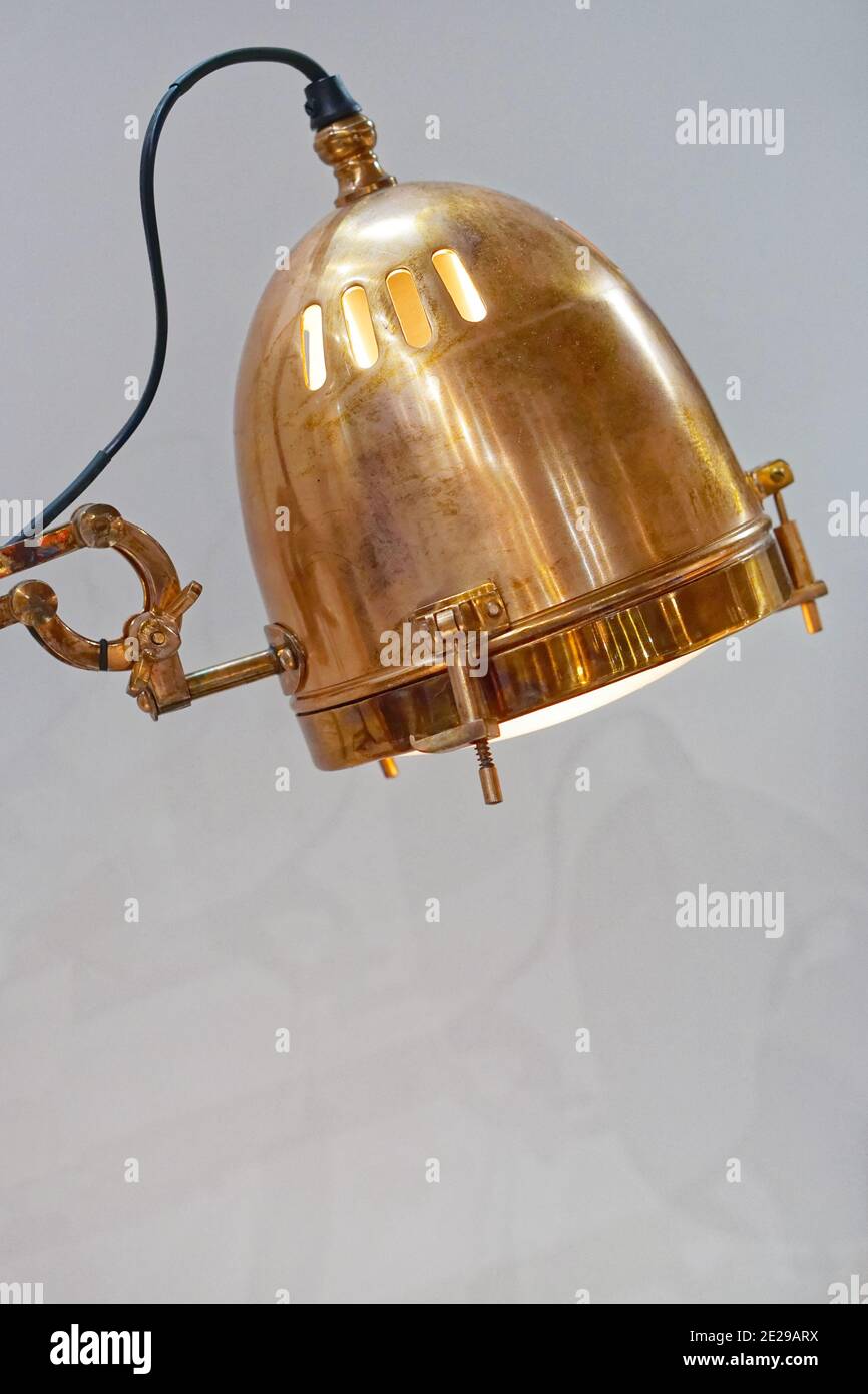 Vintage style bronze metal lamp shade decor Stock Photo - Alamy
