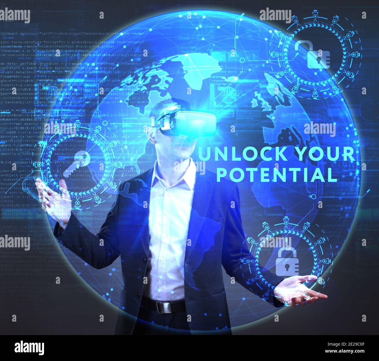 The concept of business, technology, the Internet and the network. A ...