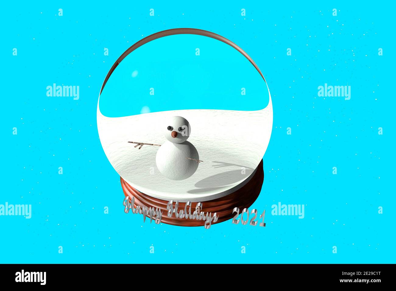 Glass sphere containing a snowman with carrot nose and hands from tree ...