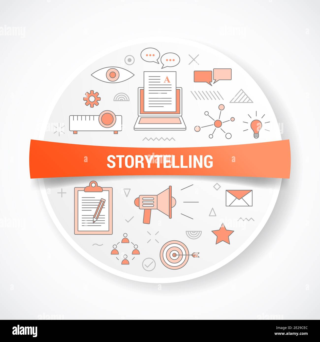storytelling with icon concept with round or circle shape vector ...