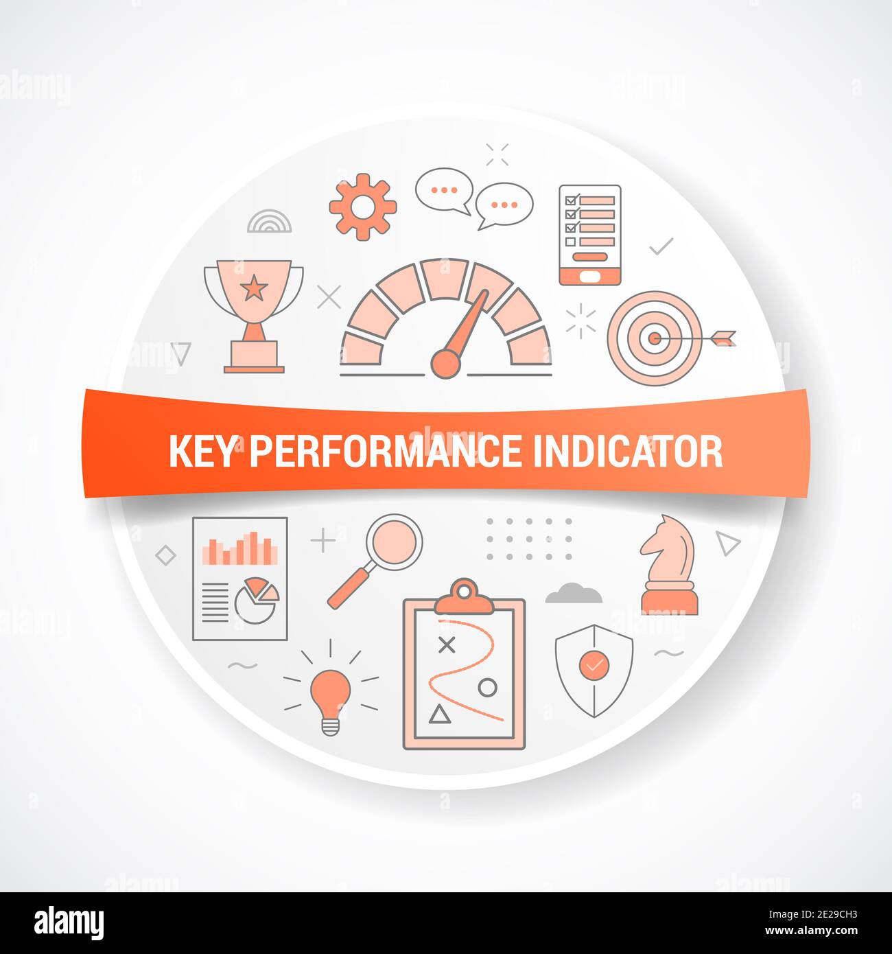kpi key performance indicator with icon concept with round or circle ...