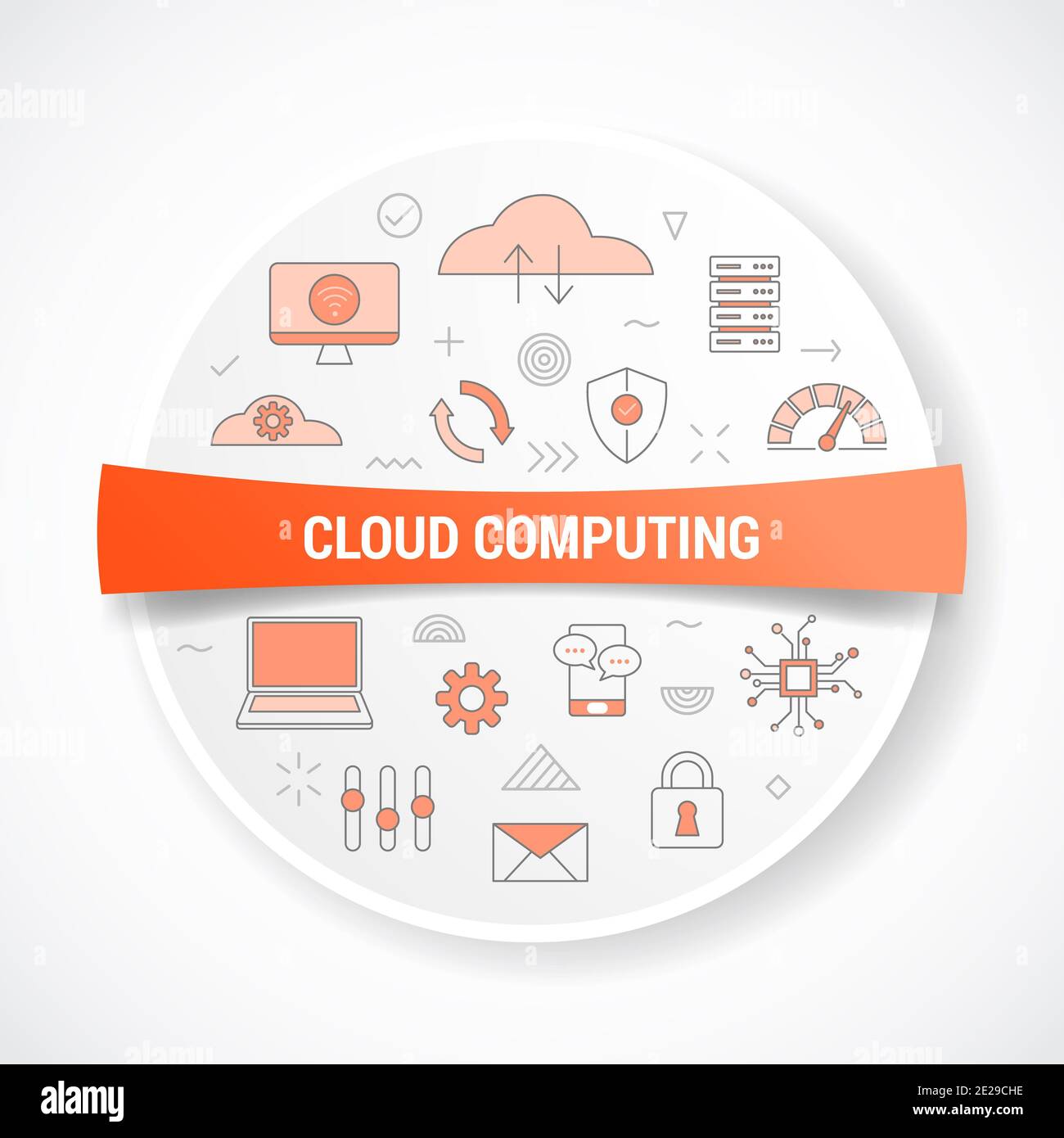 cloud computing with icon concept with round or circle shape vector ...
