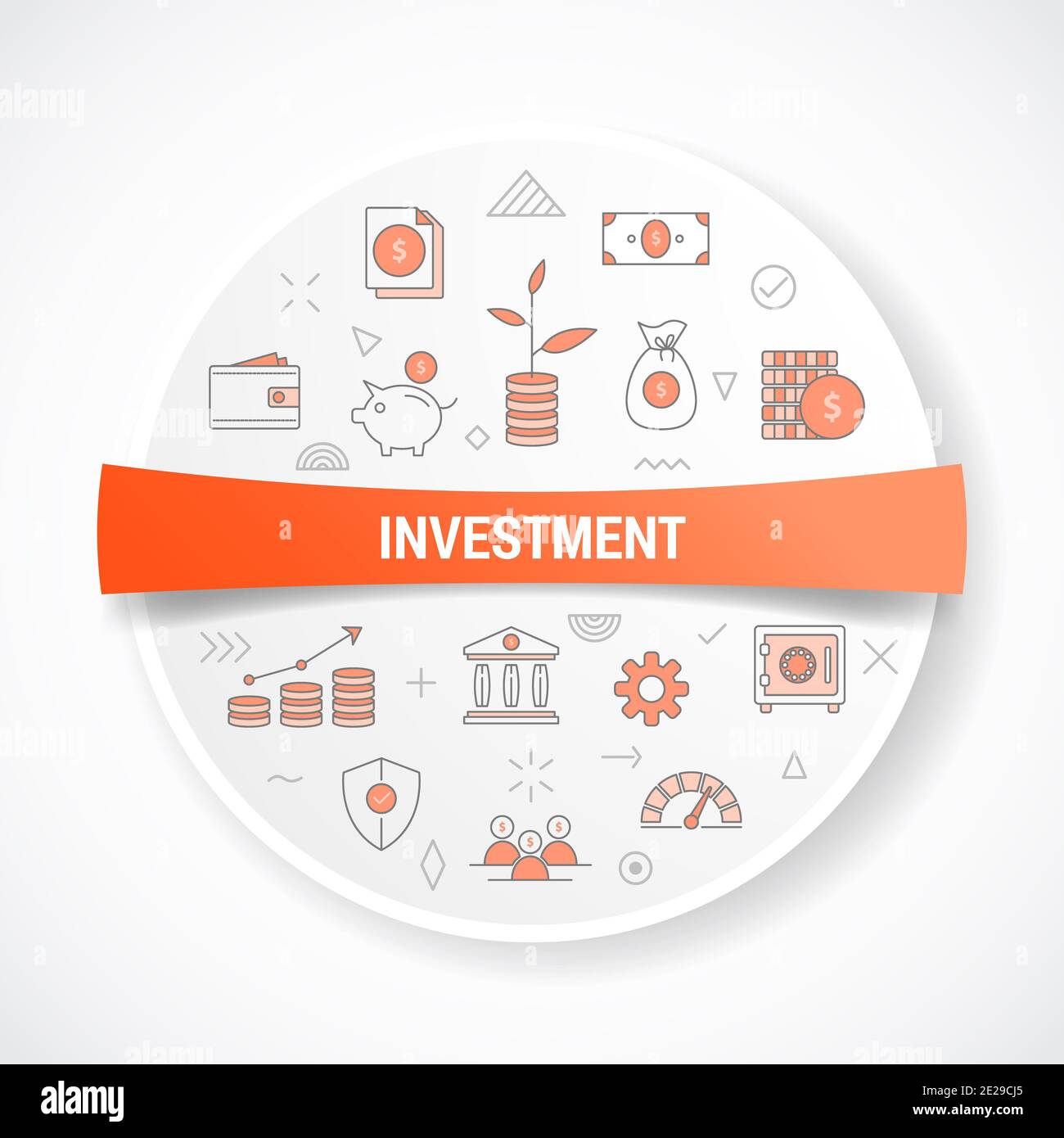 business investment with icon concept with round or circle shape vector ...