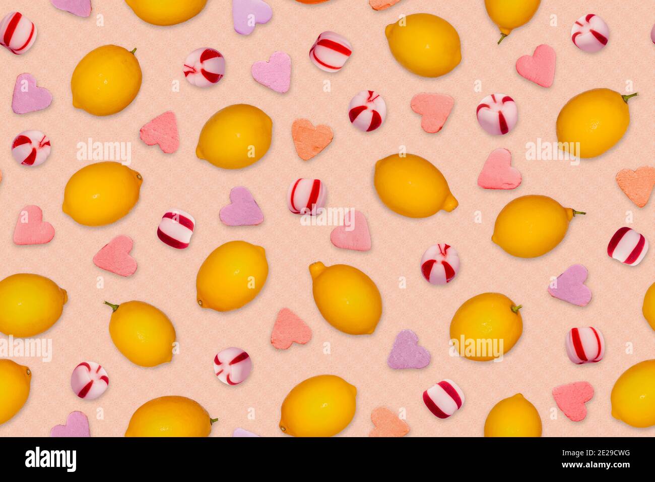 Lemon and candy seamlessly repeating pattern. Sweet and sour background ...