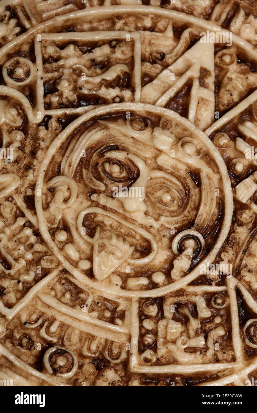 Aztec sun stone close up background modern high quality print Stock ...